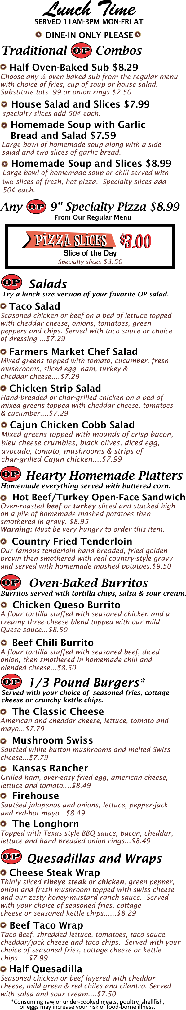 Clive Lunch Menu | The Other Place