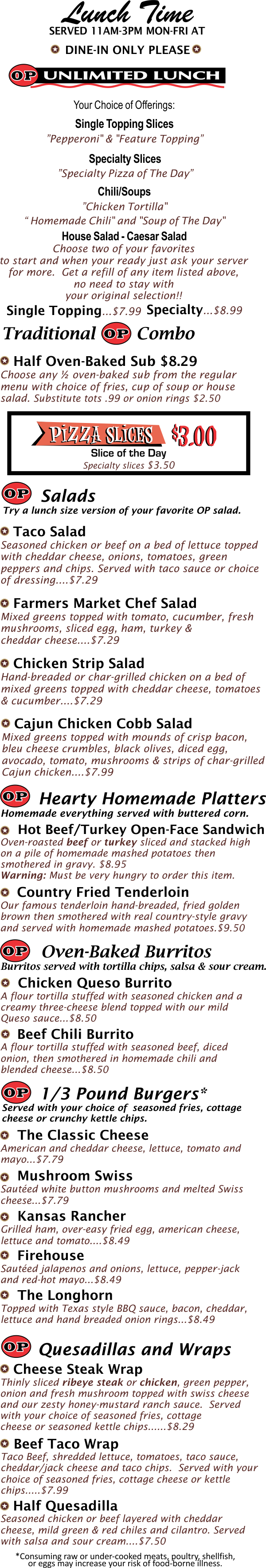 Overland Park Lunch Menu | The Other Place